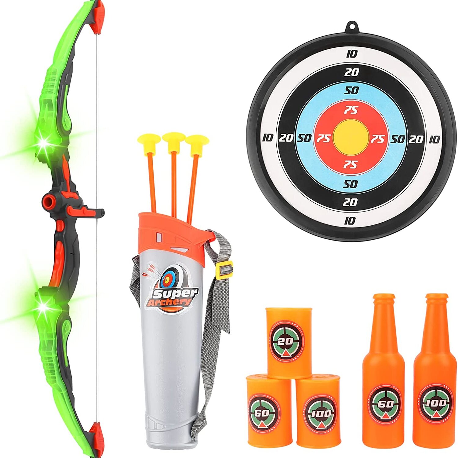 Archery Shooting Set with Light Bow, Arrow and Target