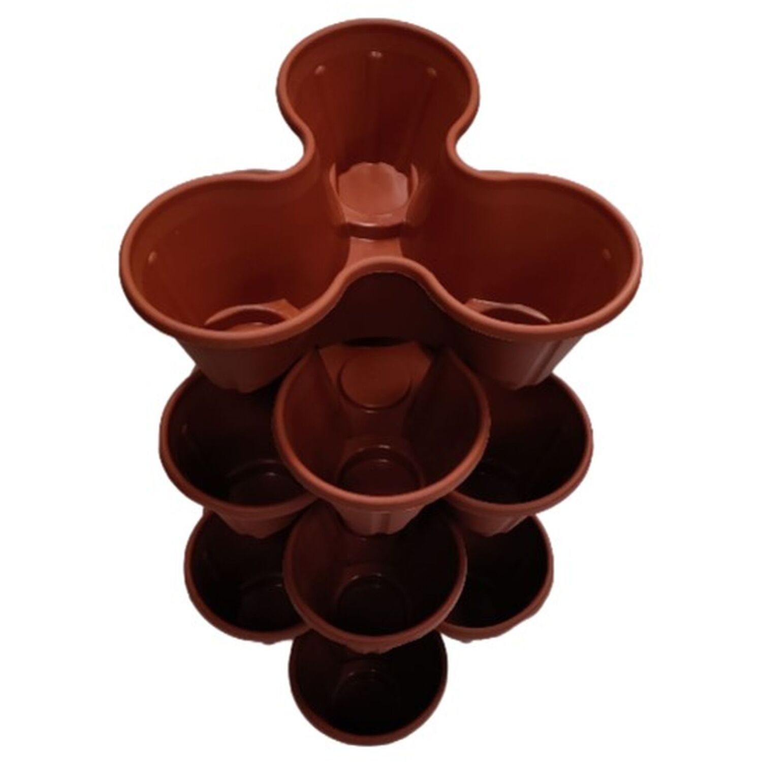1 Terracotta Strawberry Trio Planter Flower Pot Stackable Plastic Pot