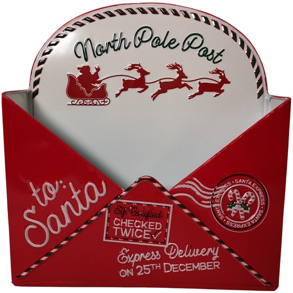 Metal Santa Envelope Shape Post Box Sign Christmas Decoration