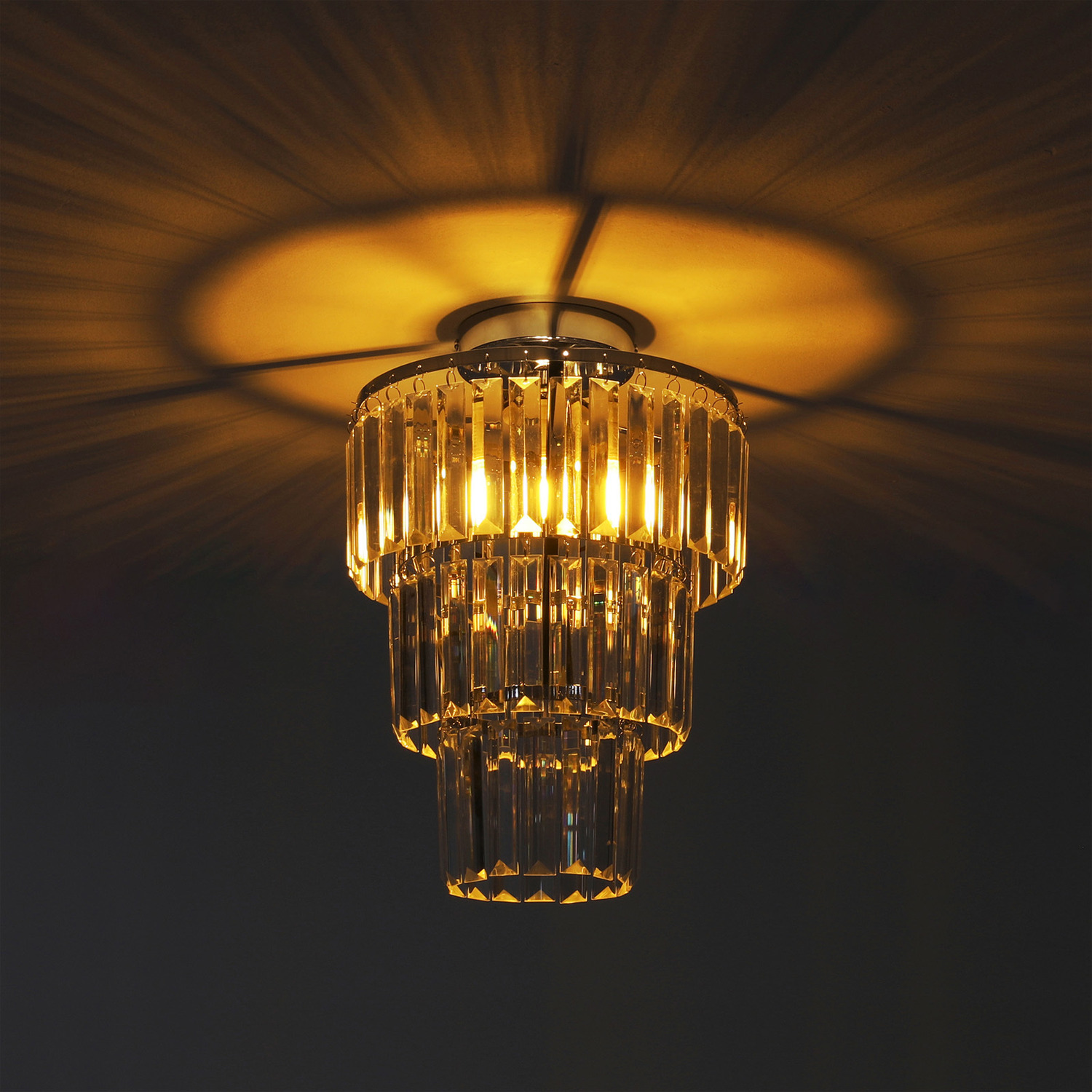 Chrome Crystal Mount Ceiling Light