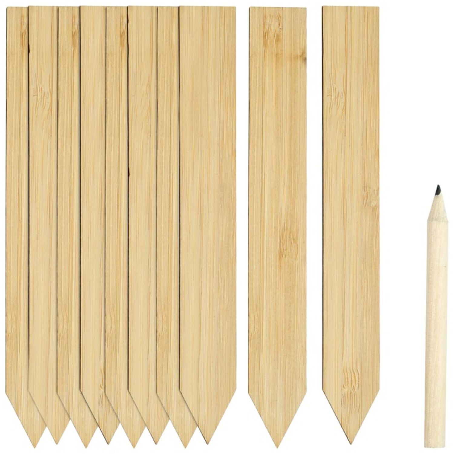 10 Wooden Bamboo Plant Labels With Pencil Garden Pot Markers 10cm
