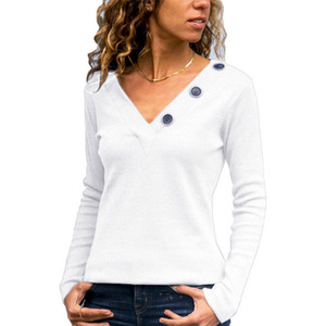 V-Neck Knitted Sweater with Buttons