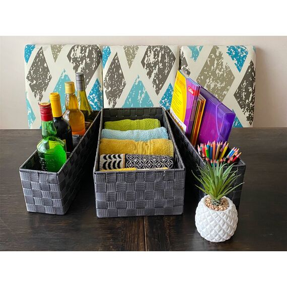 6 Section Fabric And Metal Organiser Storage Box Basket