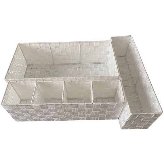 6 Section Fabric And Metal Organiser Storage Box Basket