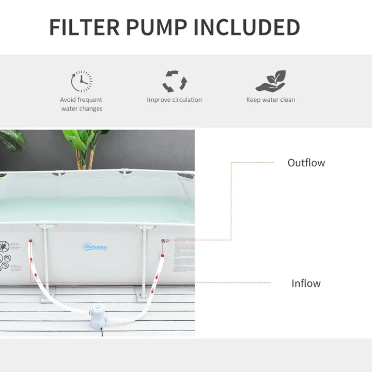 Rust Resistant Steel Frame Pool with Filter Pump