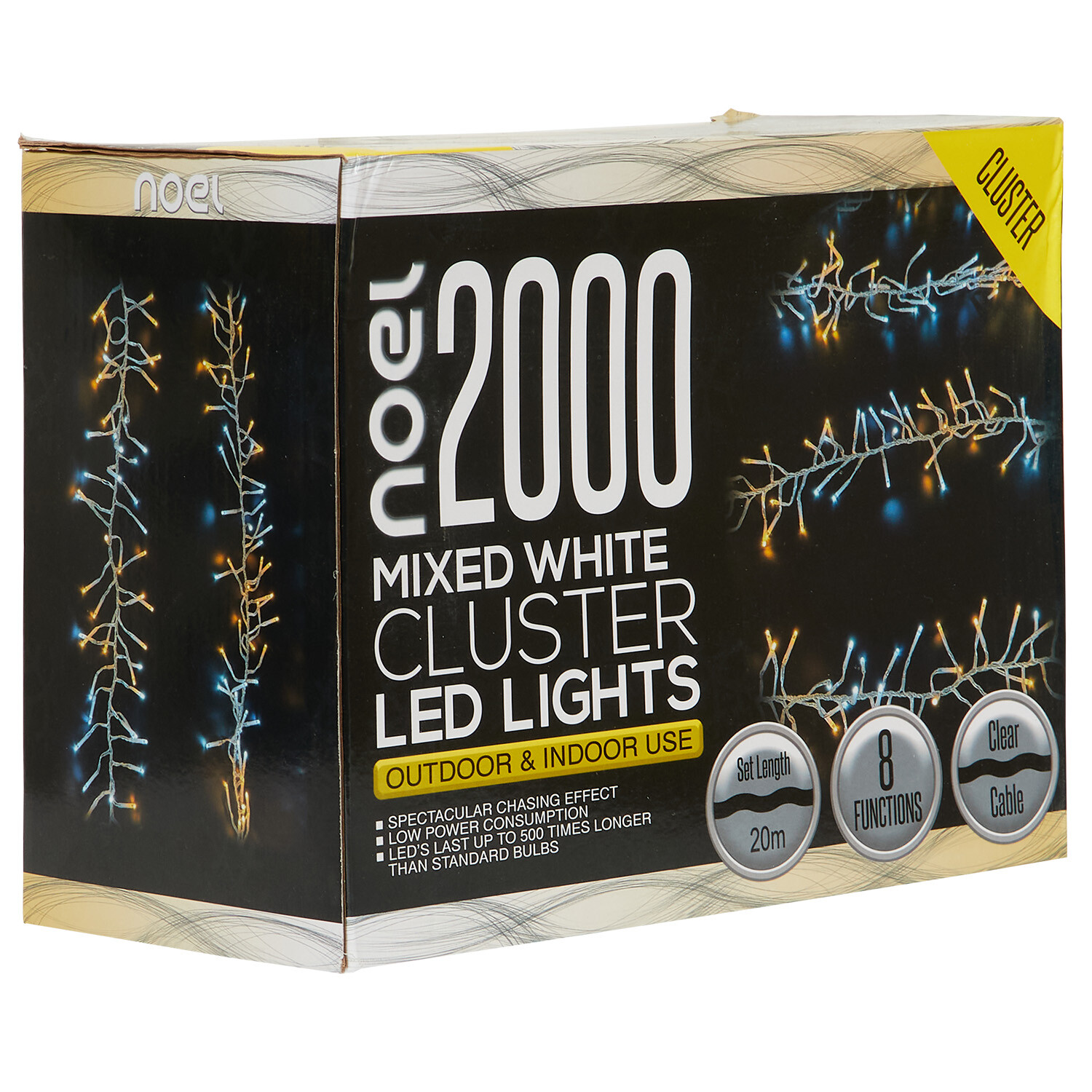 2000 Cluster LED Lights Mixed White