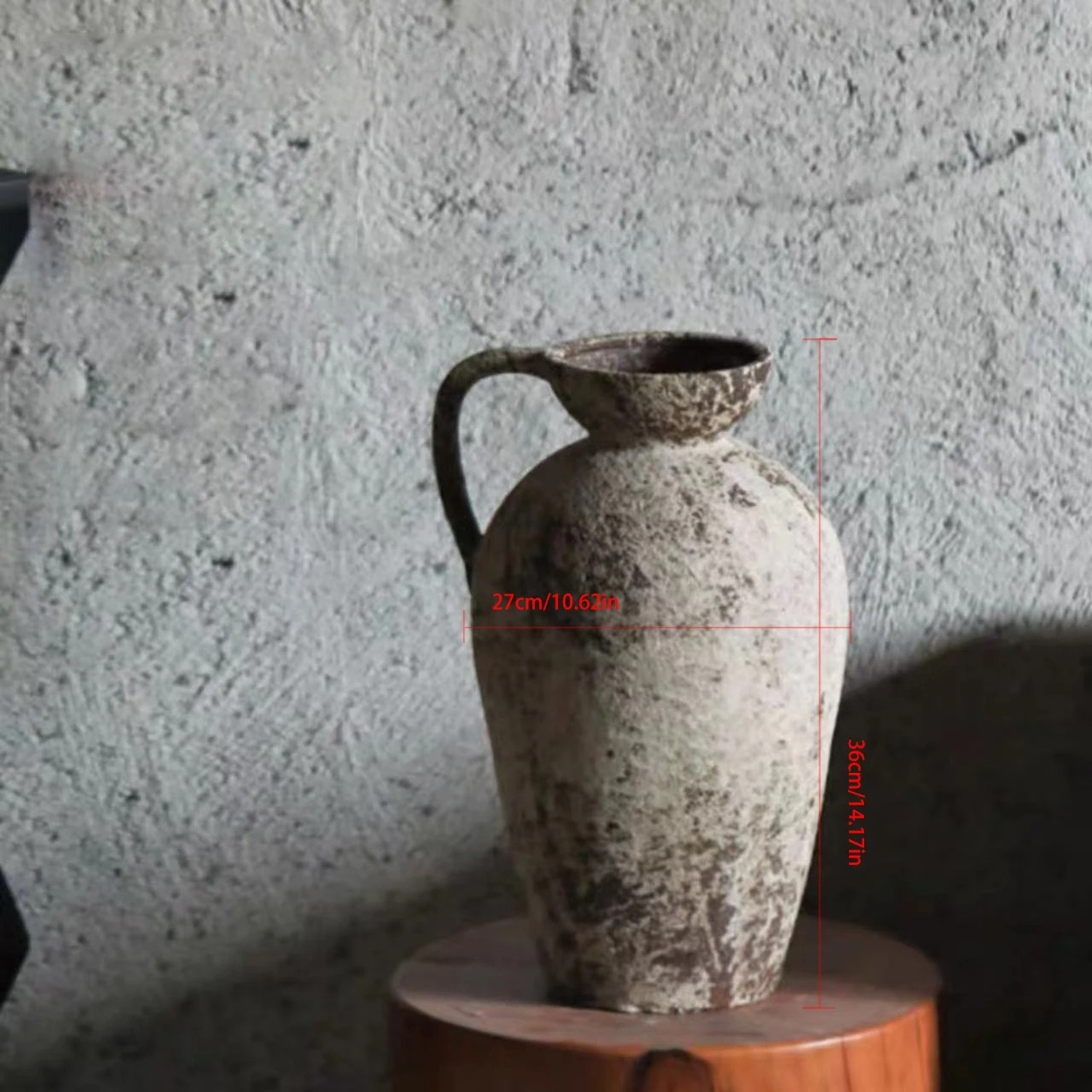 Rustic Grey Ceramic Vase Stone Effect Textured Flower Holder