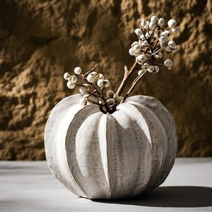 Small Ribbed Textured Ceramic Flower Vase