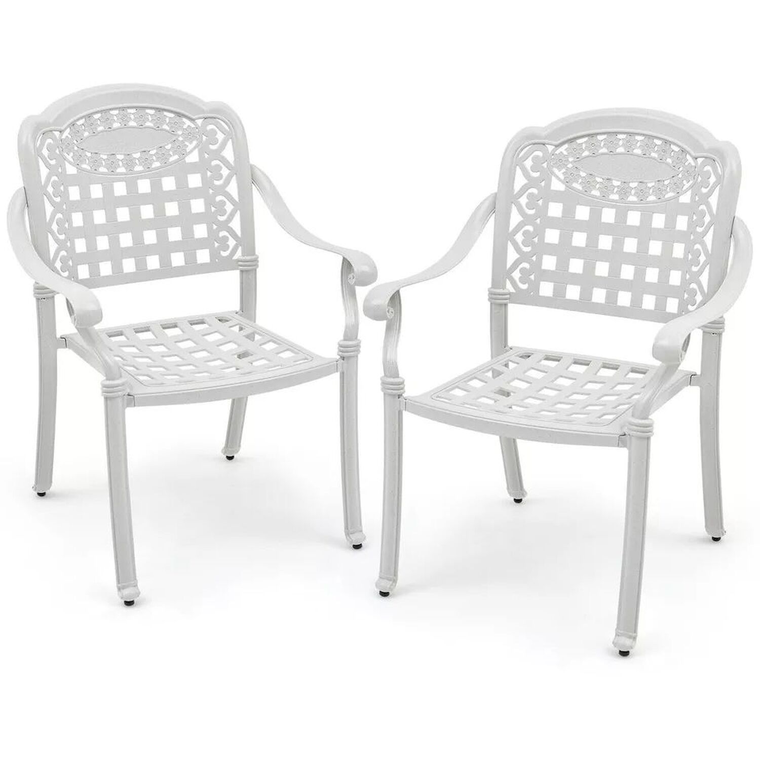 Set of 2 Cast Aluminum Patio Chairs Stackable