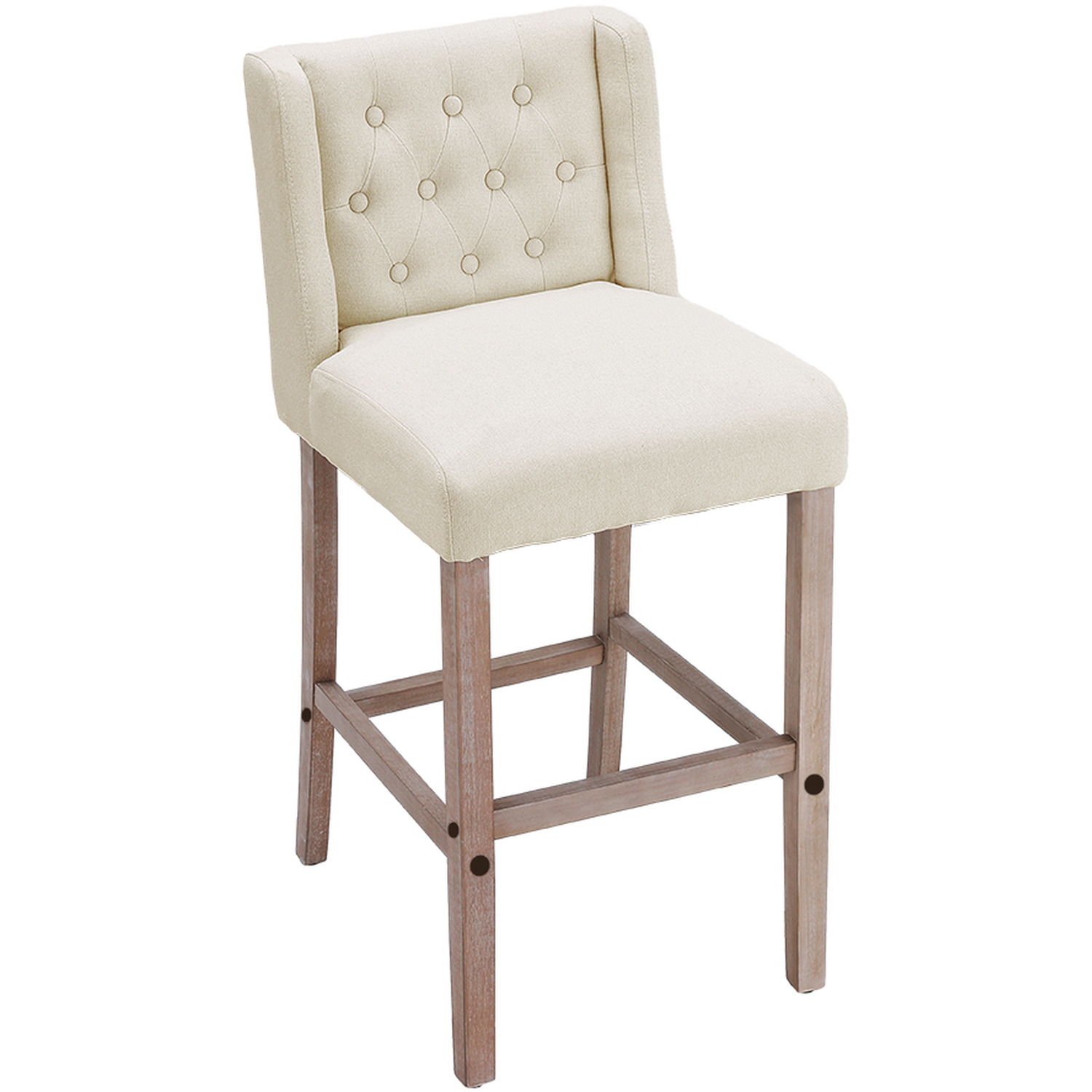 Set of 2 Modern Linen Tufted Bar Stool with Wood Legs