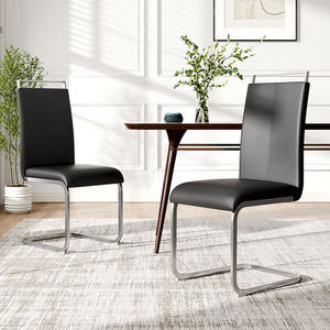 Set of 2 Minimalist L-Shaped Base Dining Chairs