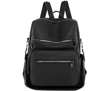 PU Leather Backpack with double zipper