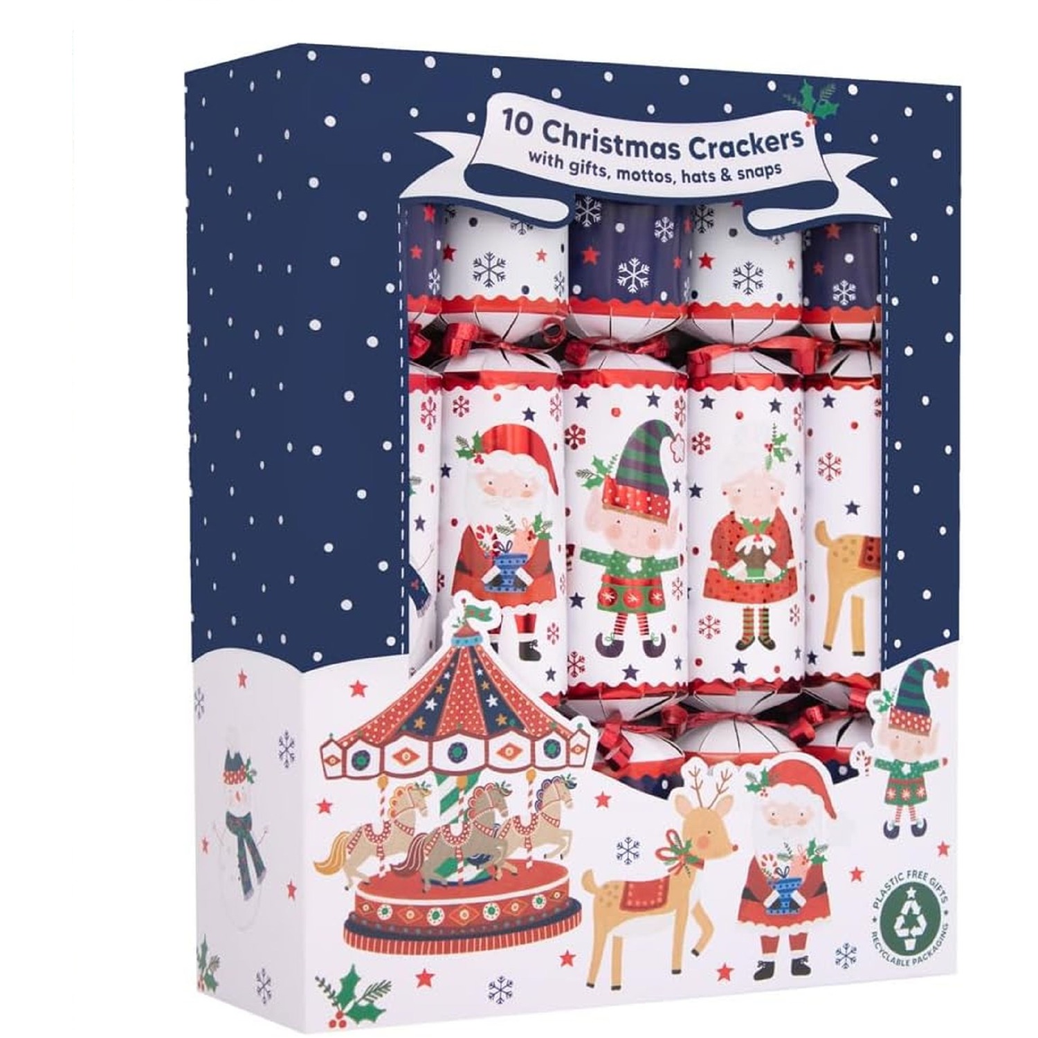 10 Cute Christmas Crackers Santa Friends Family Dinner Cracker 12Inch