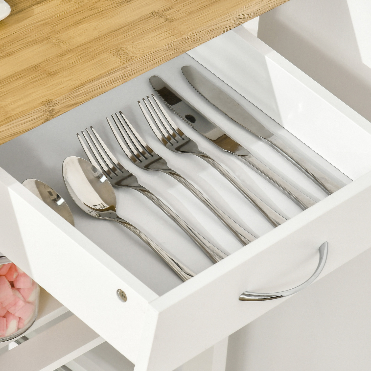 HOMCOM 3 Piece Bar Table Set with Storage Shelf, Drawer, Wire Basket