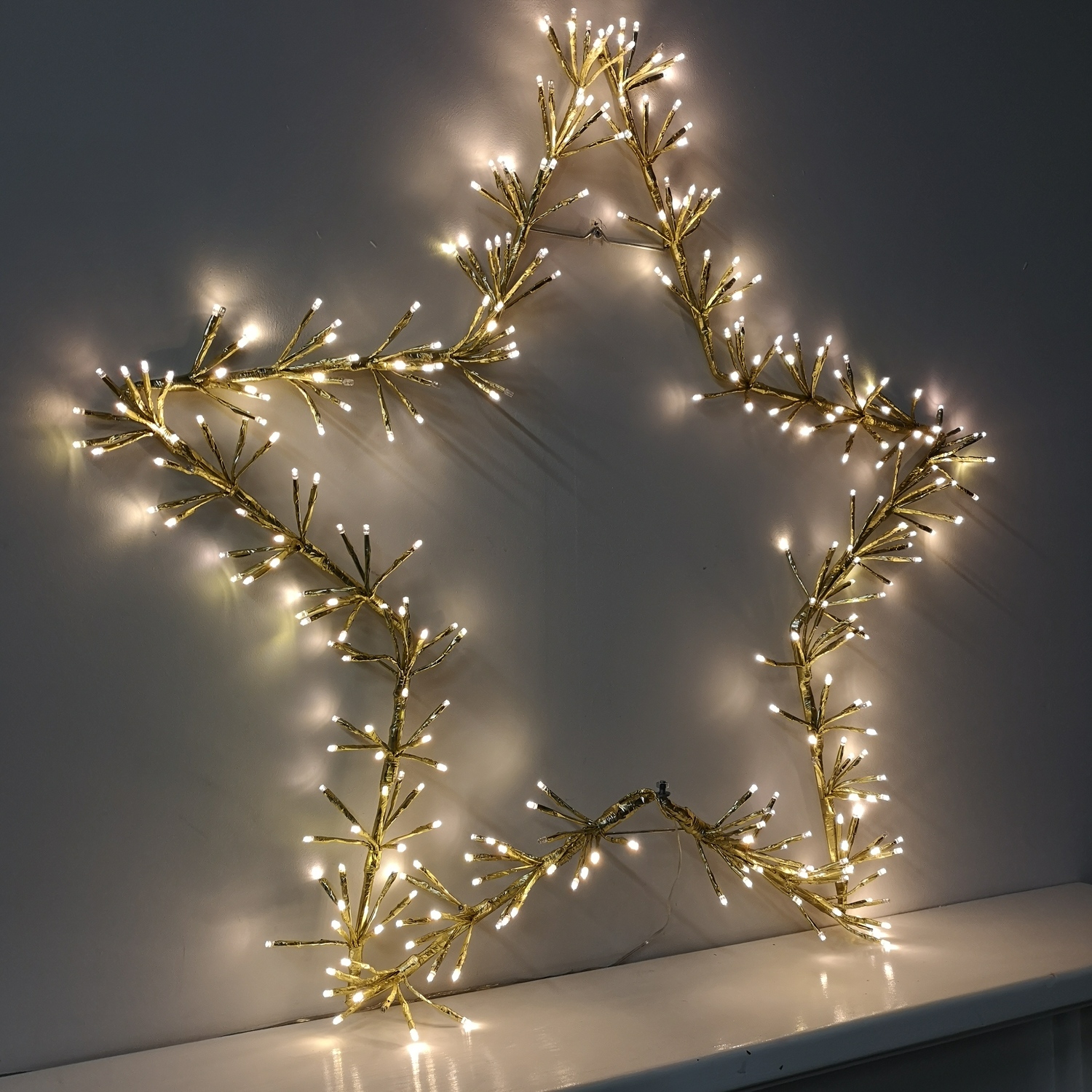 90cm Premier Twinkling LED Gold Star Silhouette Christmas Decoration