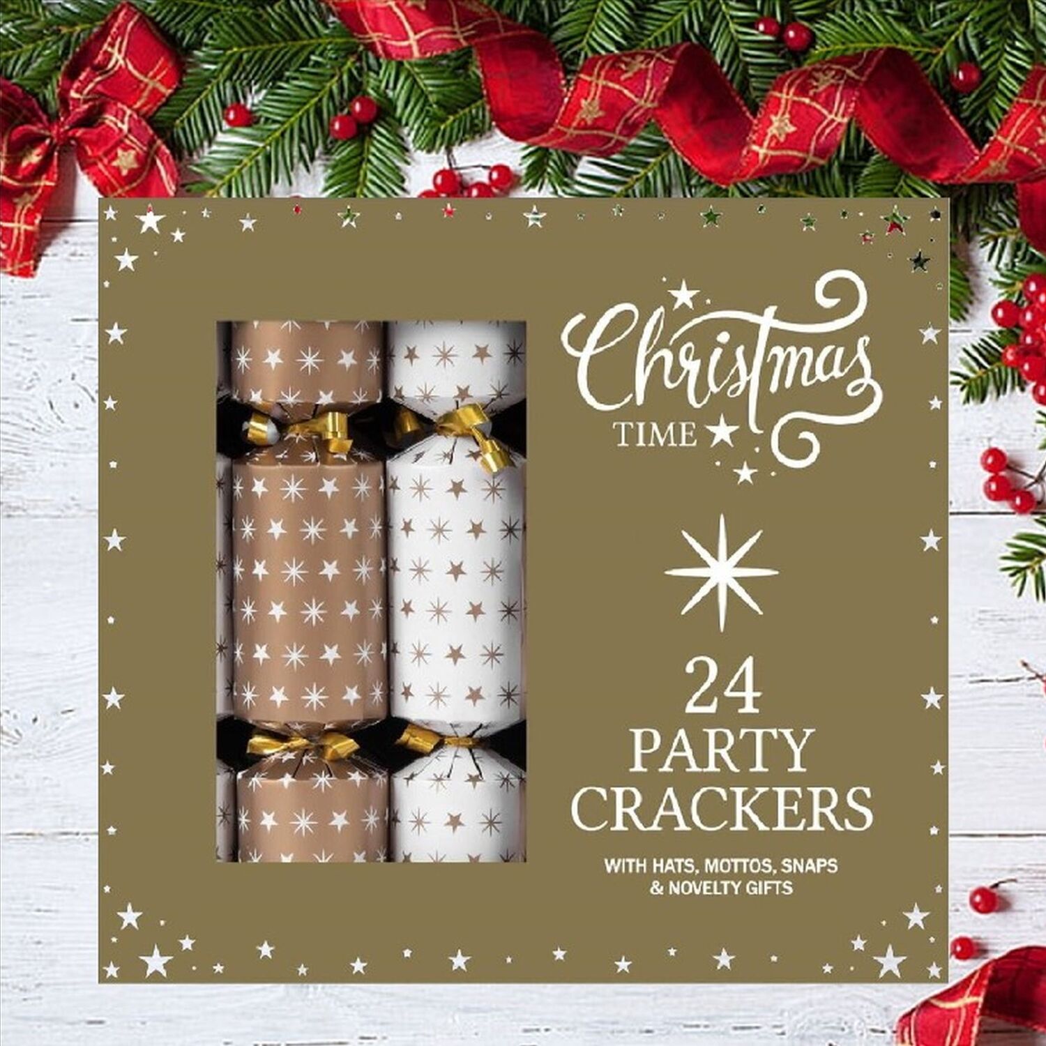 24 Mini Gold Star Catering Party Crackers