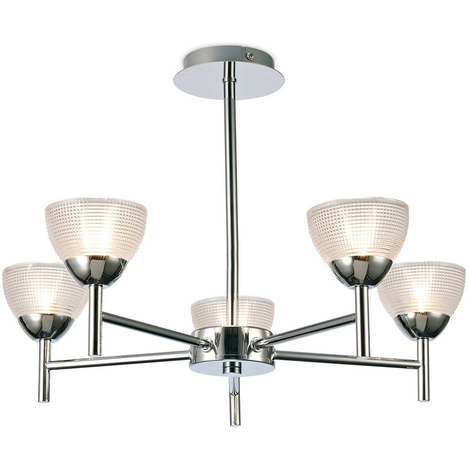 Avalon Ceiling G9 Ceiling Pendant, Semi Ceiling, Chrome, Prismatic Glass