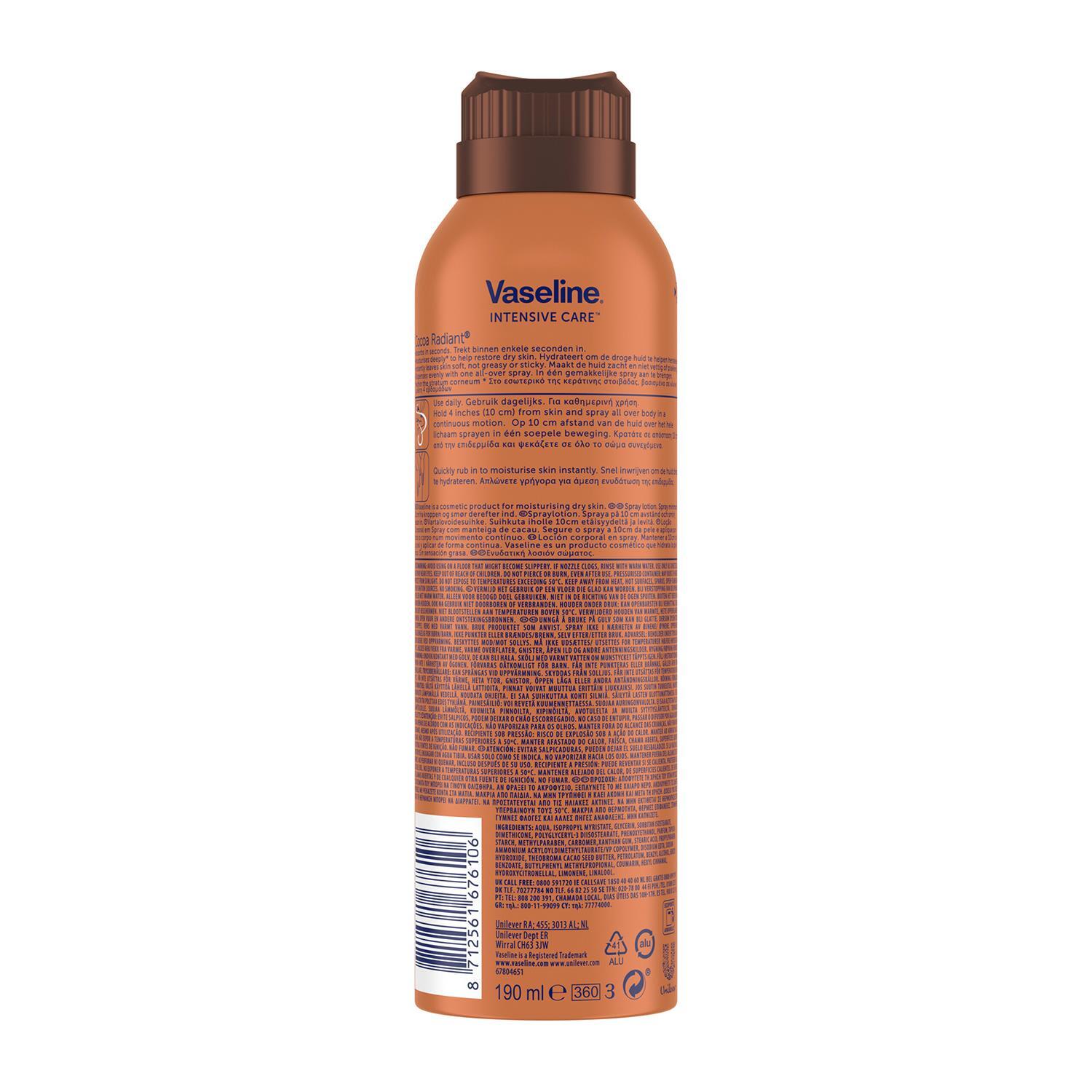 Vaseline Intensive Care Spray Moisturiser Cocoa Radiant, 190ml