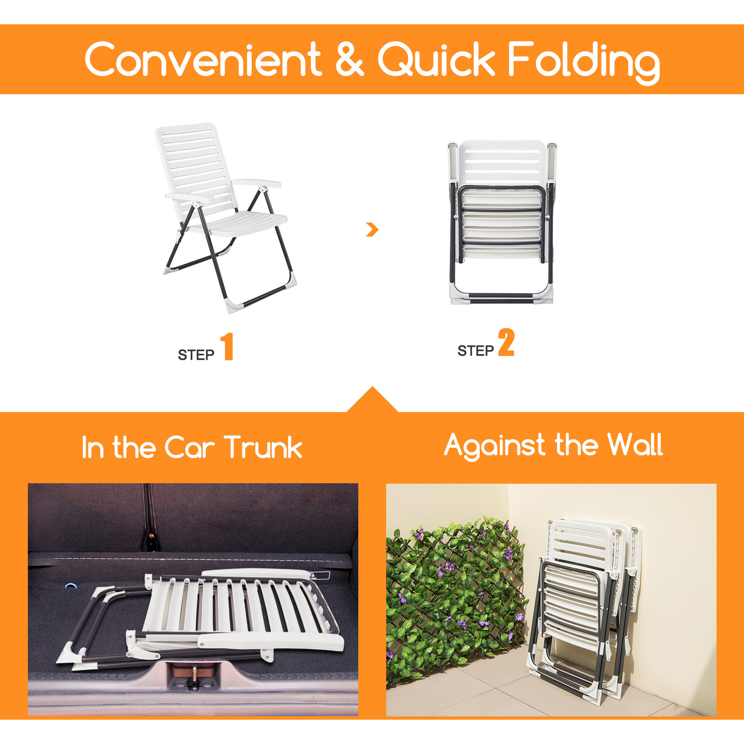 Patio Folding Chair Adjustable Reclining Folding Chair