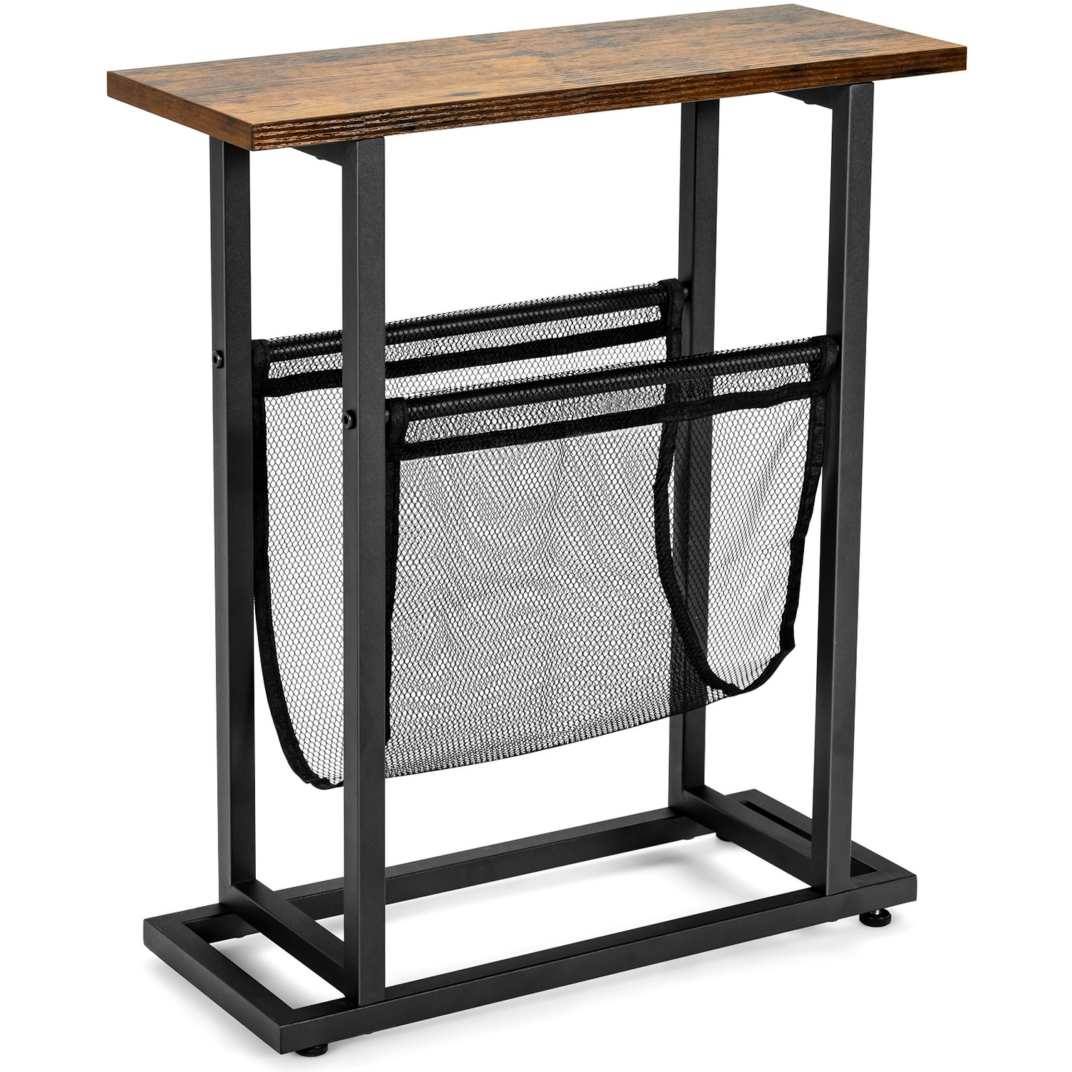 Costway 2-Tier Industrial End Side Table-Brown