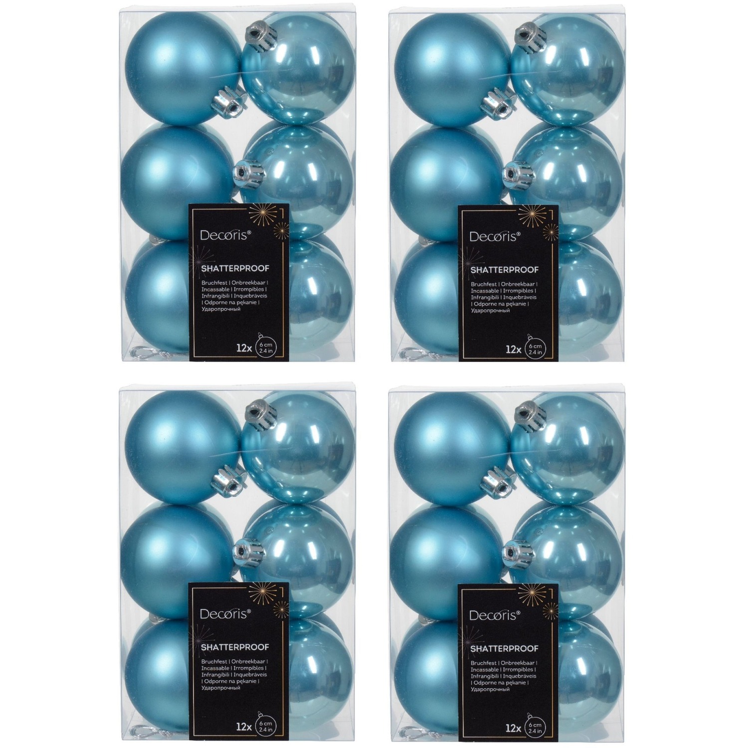 12 Sugar Blue Baubles Shatterproof Christmas Tree Hanging Decorations 6cm