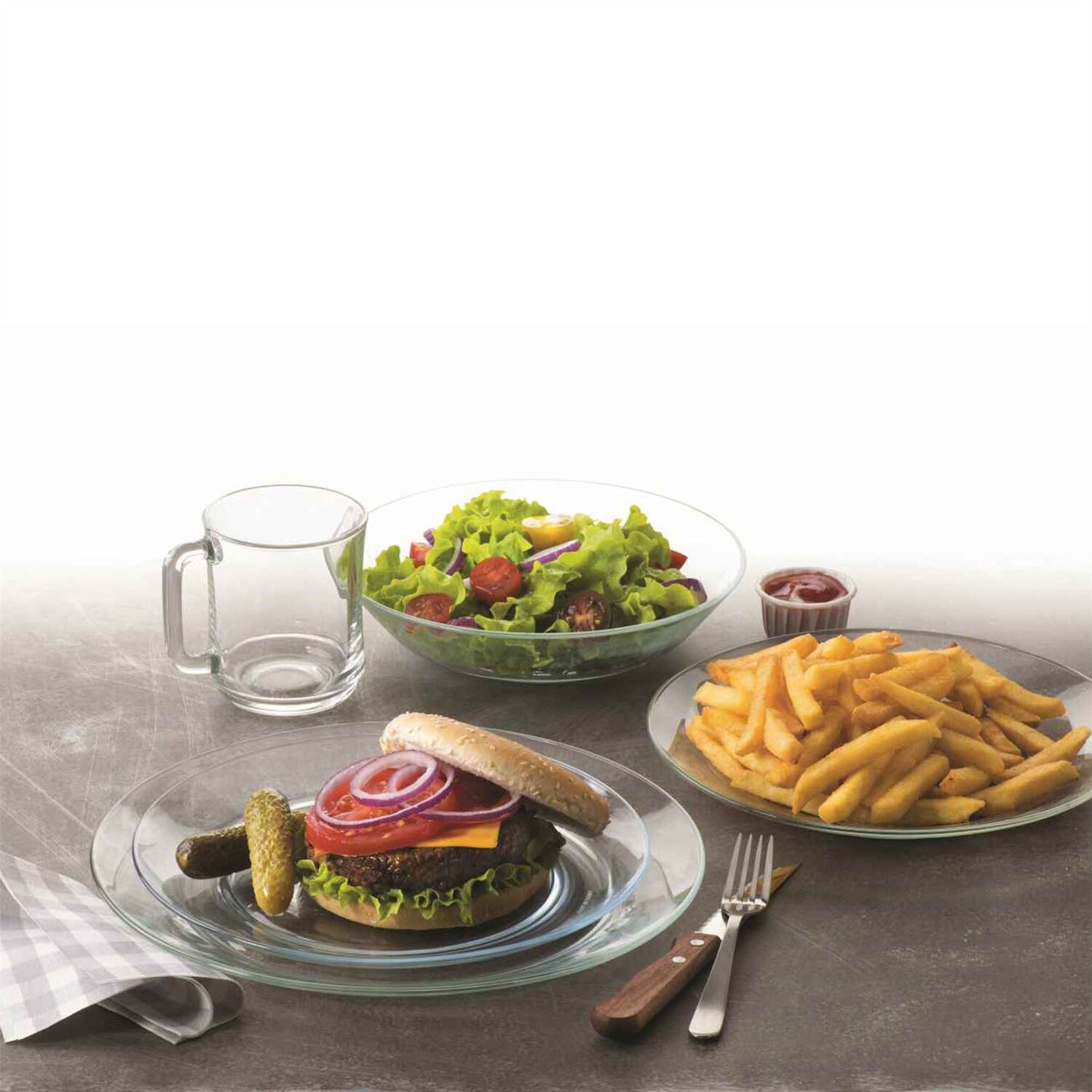 Duralex Lys Glass Dessert Plates - Tempered, Heat Resistant - 190mm - 12pc