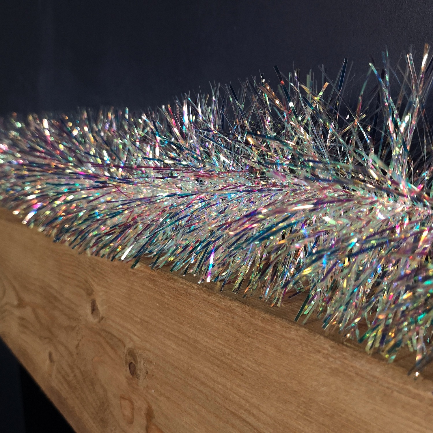 Fine Cut Iridescent White Tinsel Garland
