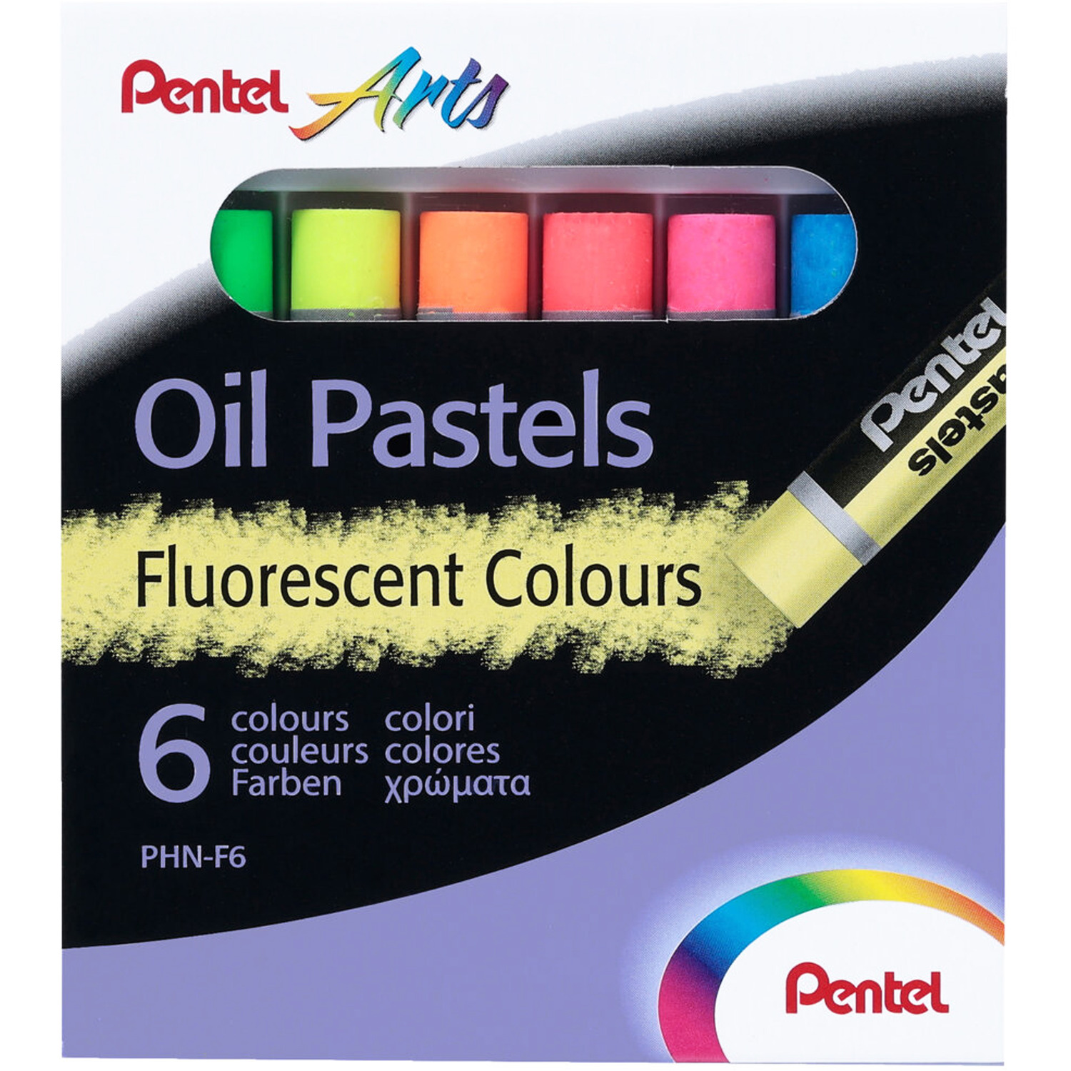 Pentel Arts Oil Pastels - Pack of 6 - Metallic and Fluorescent Colours