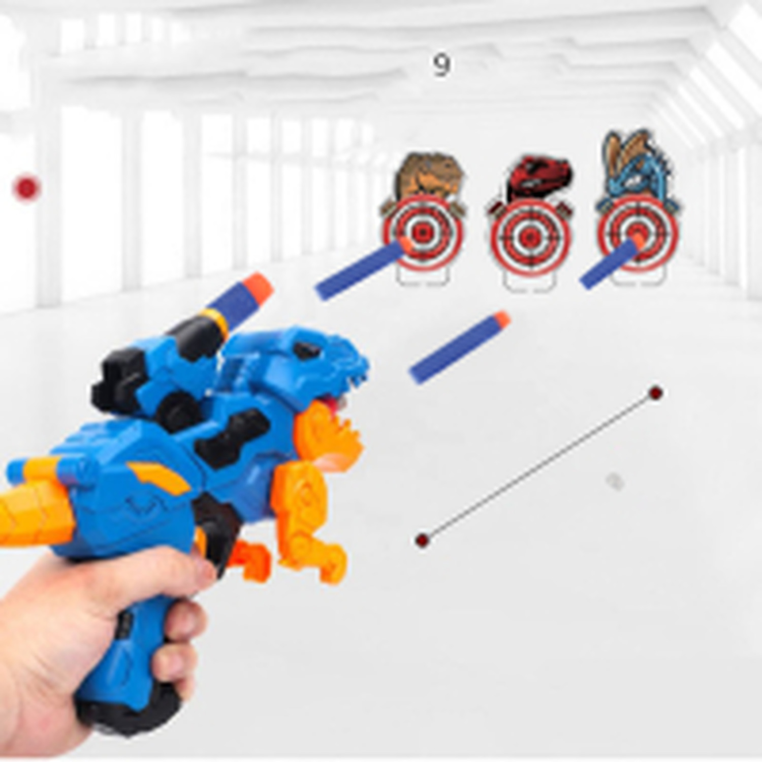 Kids Dinosaur Blaster Gun With Soft Foam Darts and Targets