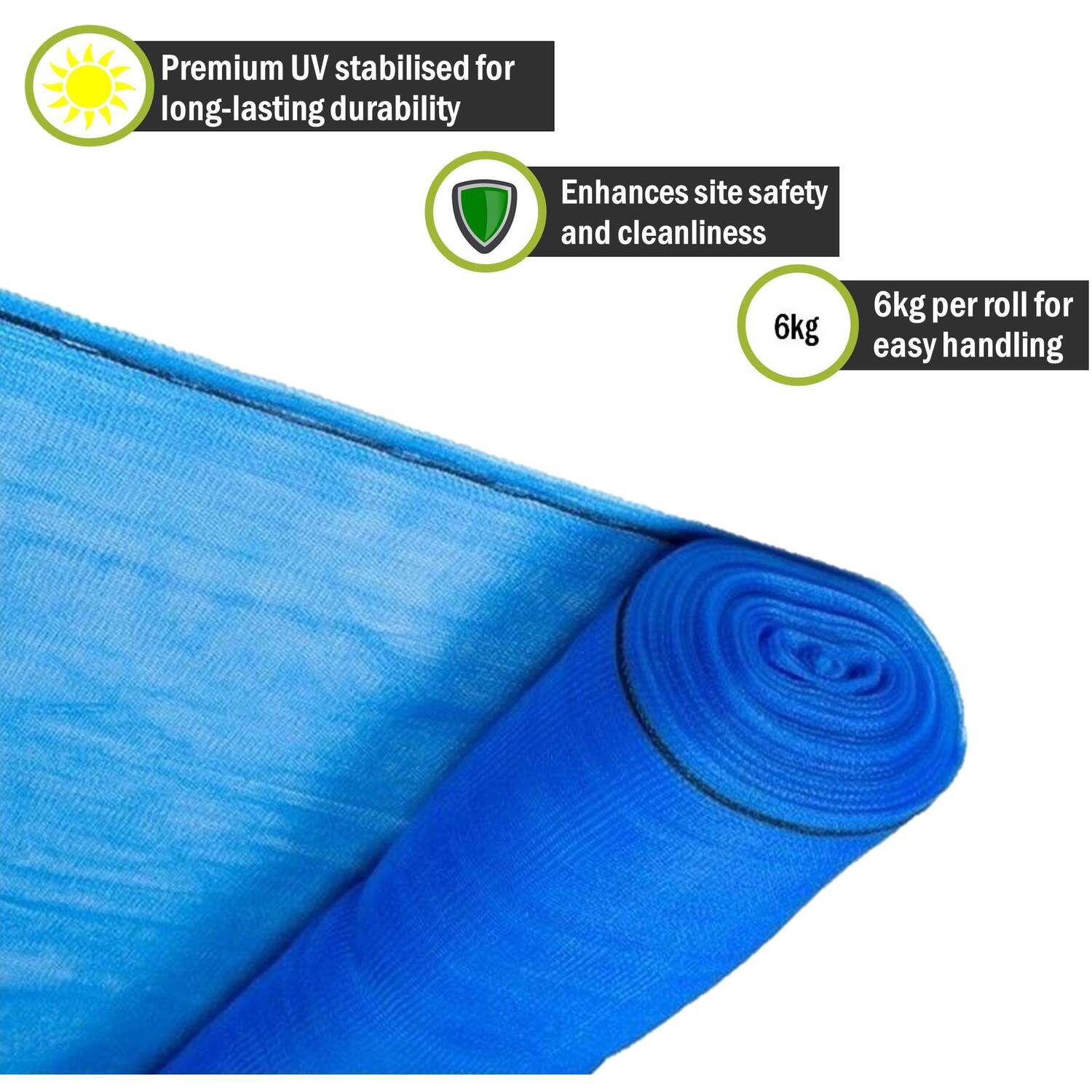 Blue Debris Netting - Heavy Duty Polyethylene - Scaffold Netting (50m Roll)