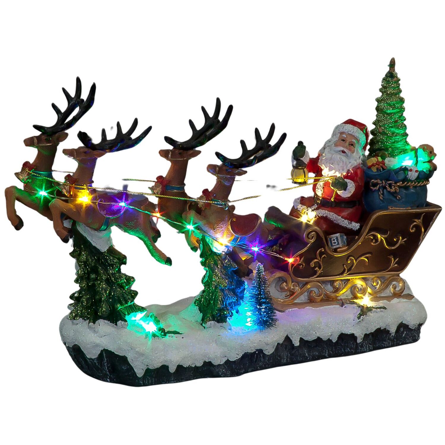 LED Santa and Sleigh Scene