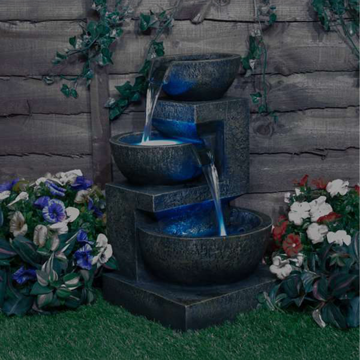 Primrose Kendall Stone Effect 3-Tier Cascade Garden Water Feature with ...