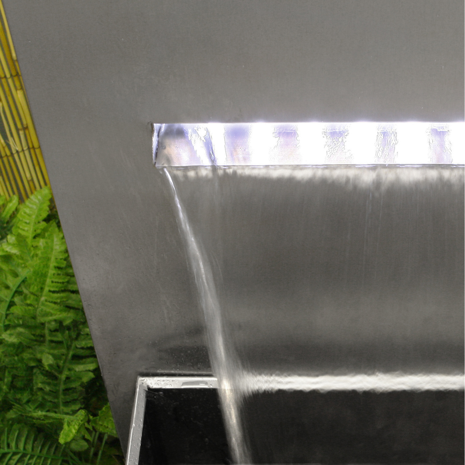 Primrose Planter Waterfall Water Feature Stainless Steel with Lights 89cm