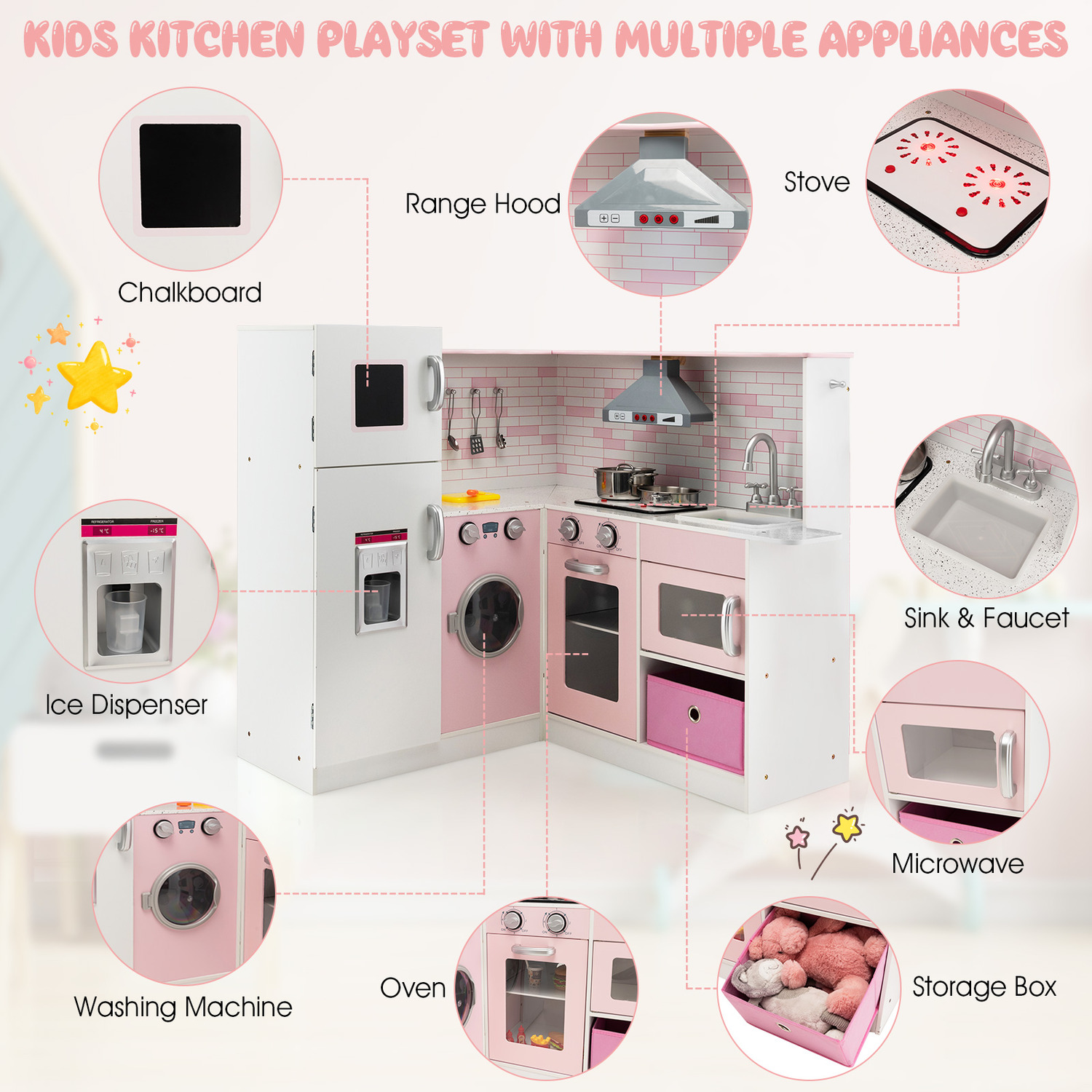 Kids Corner Play Kitchen Pretend Cooking Playset