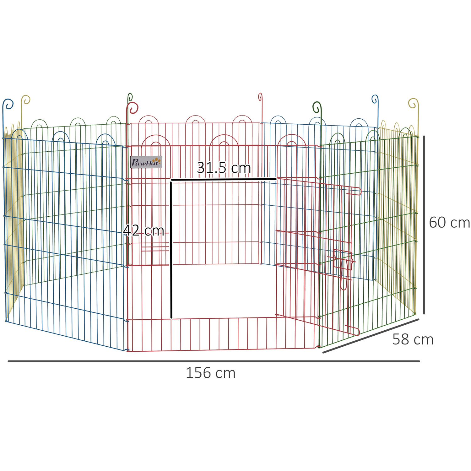 Pet Playpen Crate with Six Panels D06-073V01MX