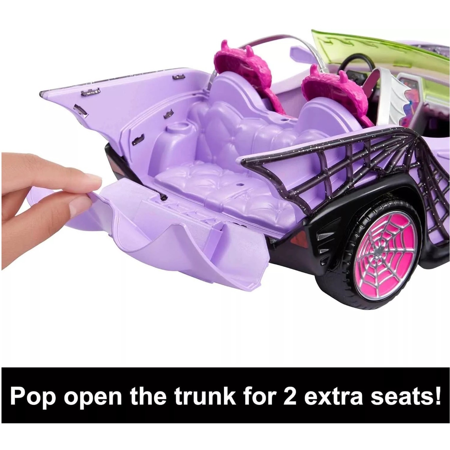 Monster High Toy Car, Ghoul Mobile with Pet and Cooler Accessories
