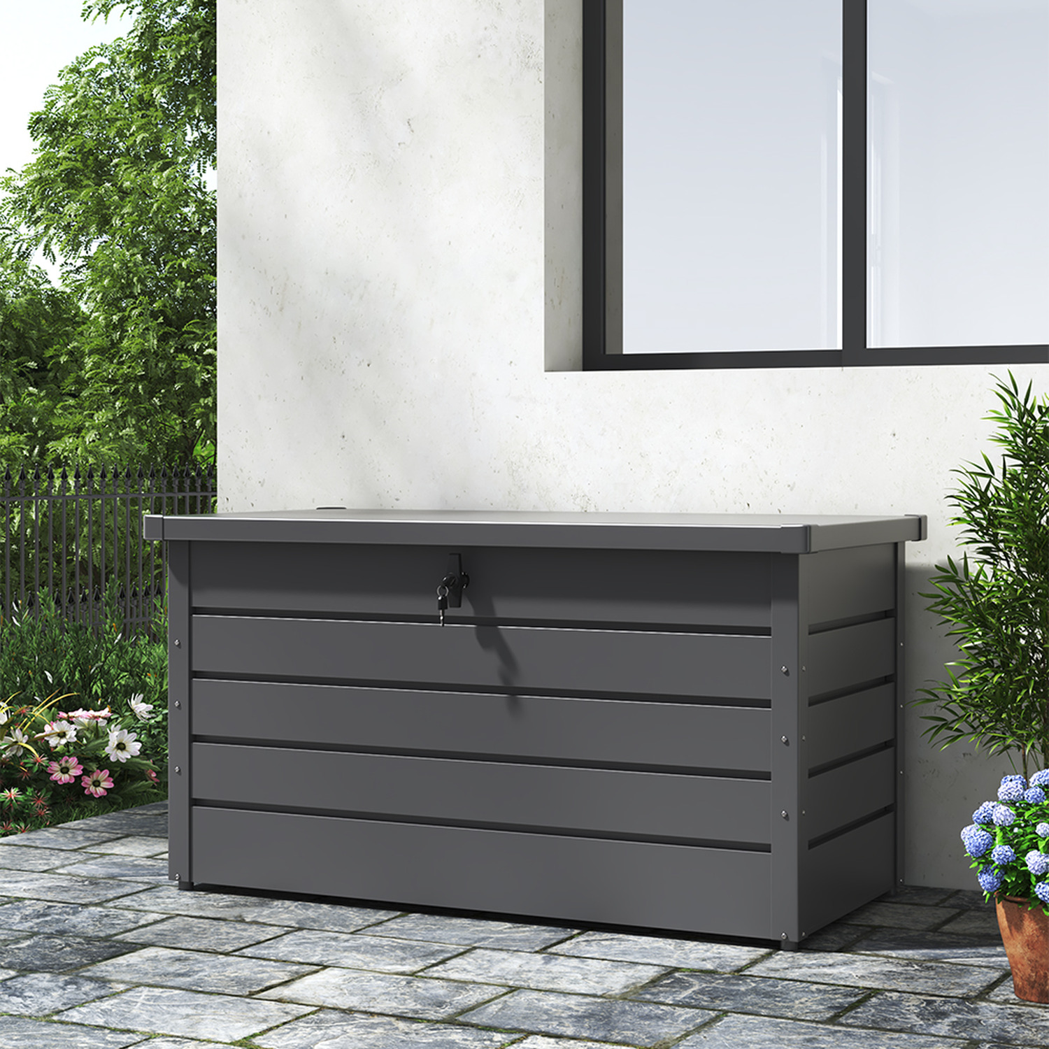 350L Lockable Metal Garden Storage Box