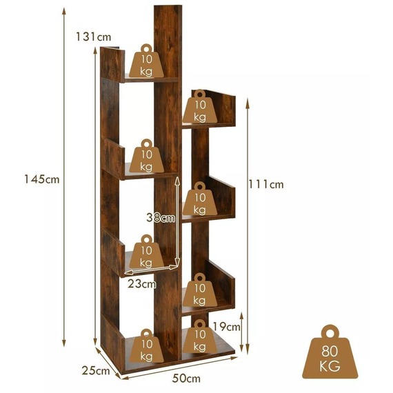 8 Tier Bookcase Storage Shelving Unit