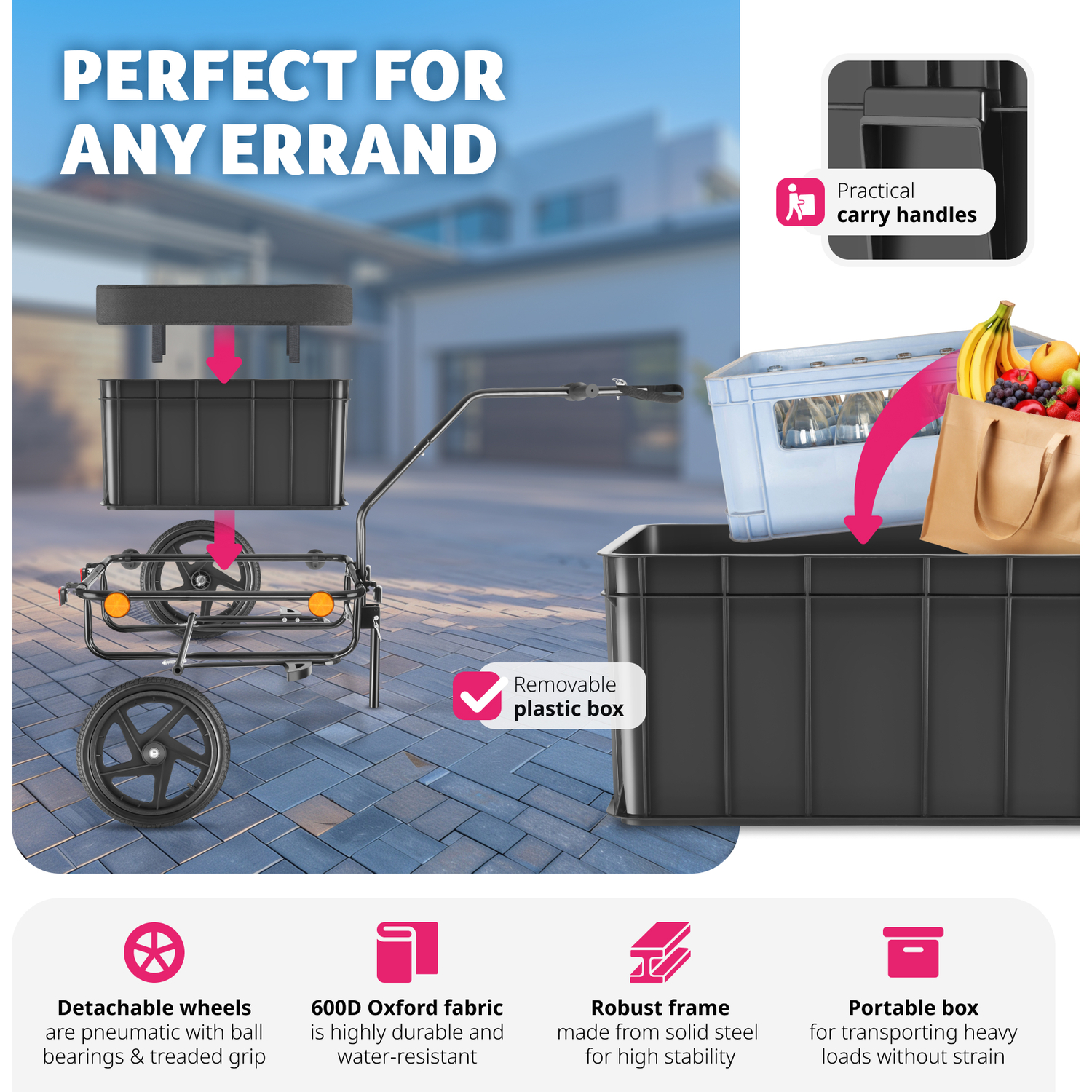 Bicycle Trailer Cargoxpress - Multifunctional Hand Cart, 50kg Load Capacity