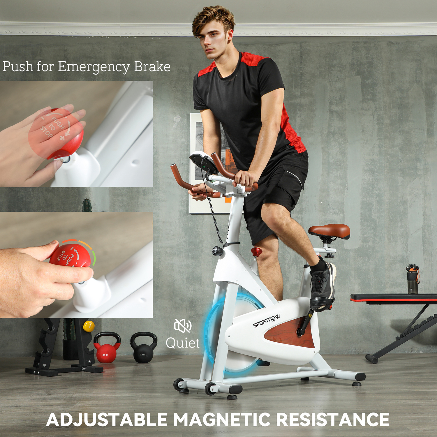 Quiet Stationary Exercise Bike with Adjustable Resistance