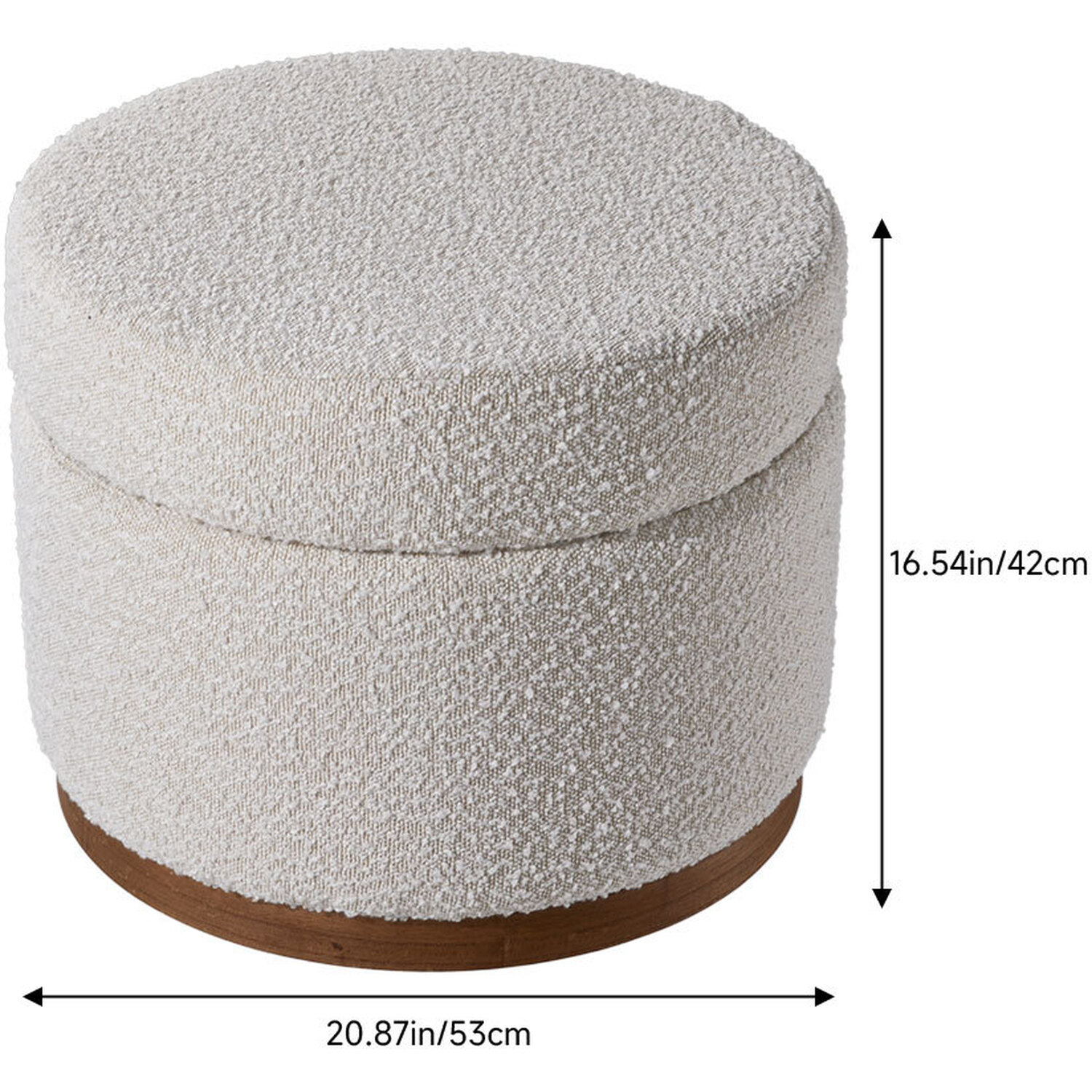 Round Off White Ottoman with Storage and Seat
