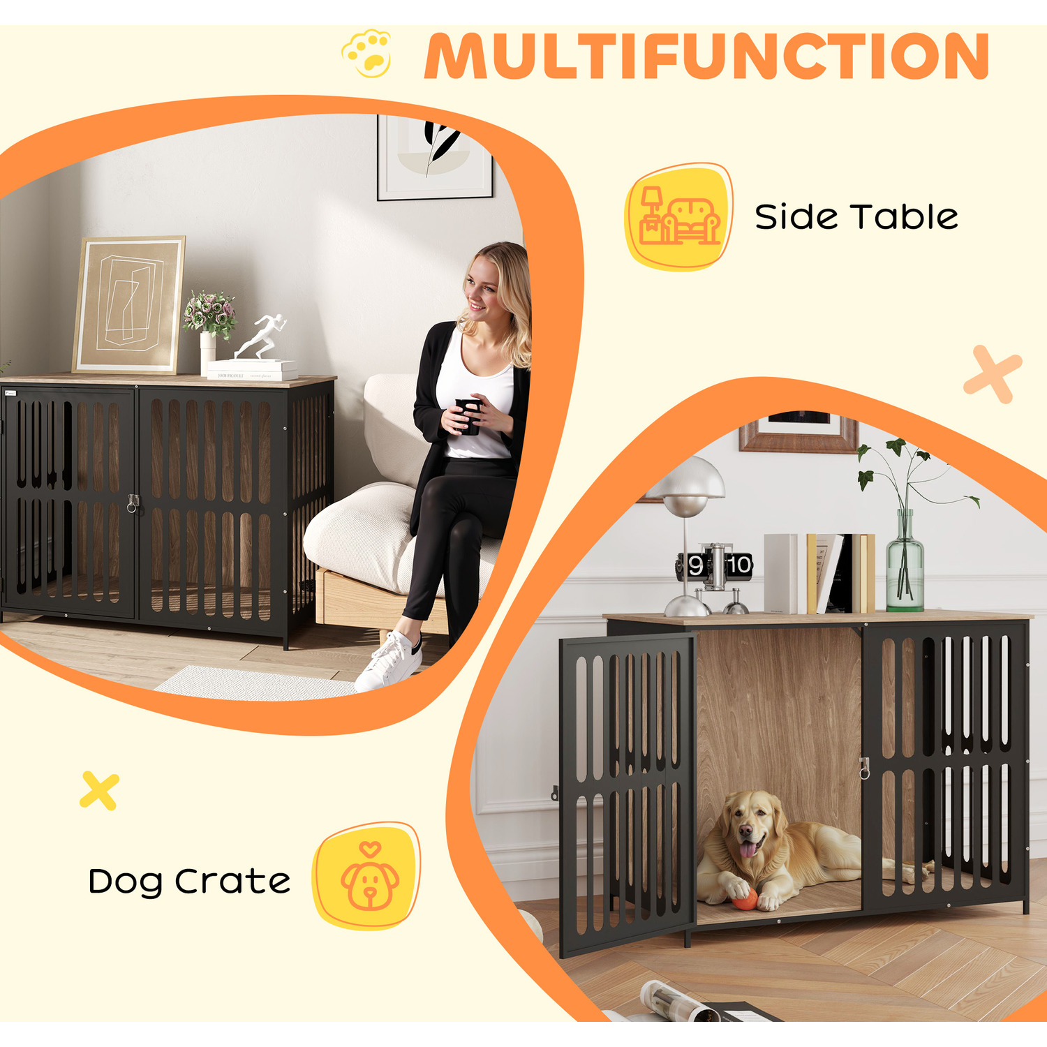 PawHut Dog Crate with Anti-Chew Resistant Mesh