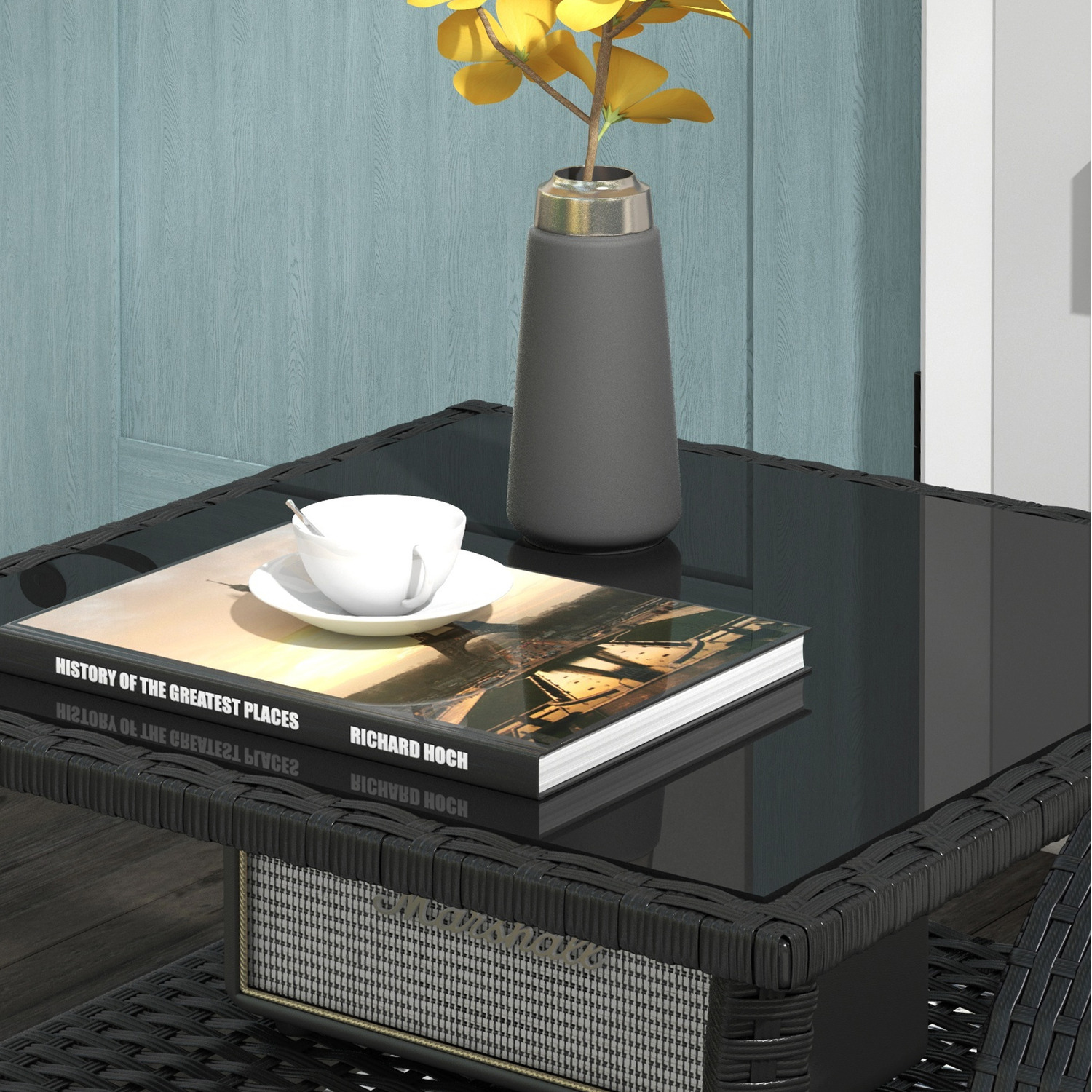 Two-tier PE Rattan Square Coffee Table