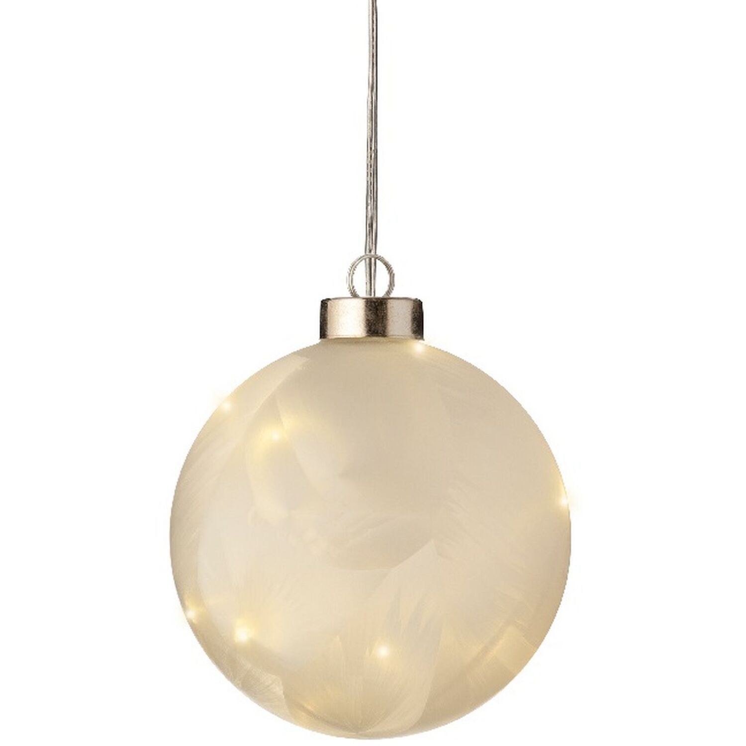 Frosted Christmas Bauble Warm White 10cm Micro LED Battery Ball Light