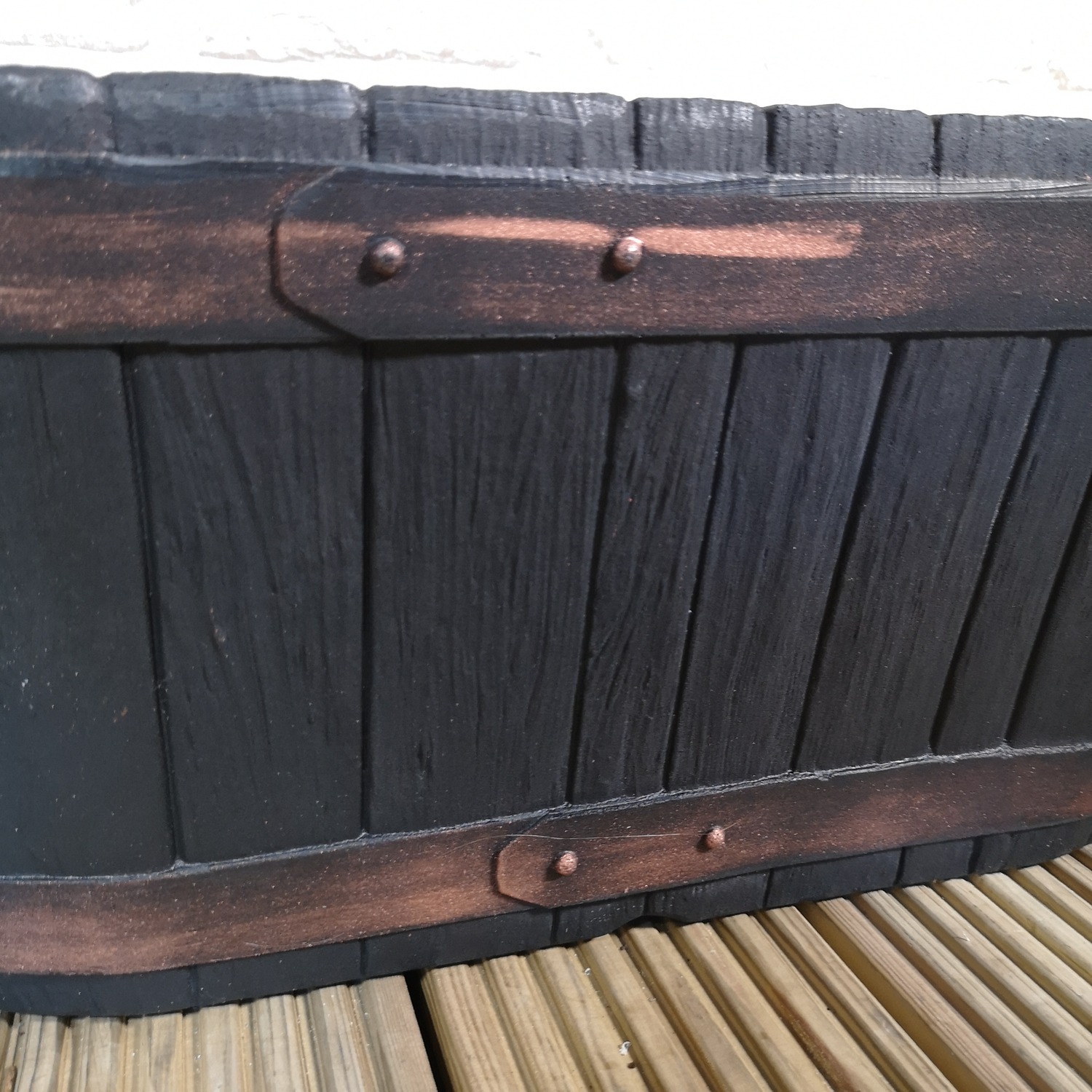 Oakwood Wooden Effect Garden Barrel Trough Planter