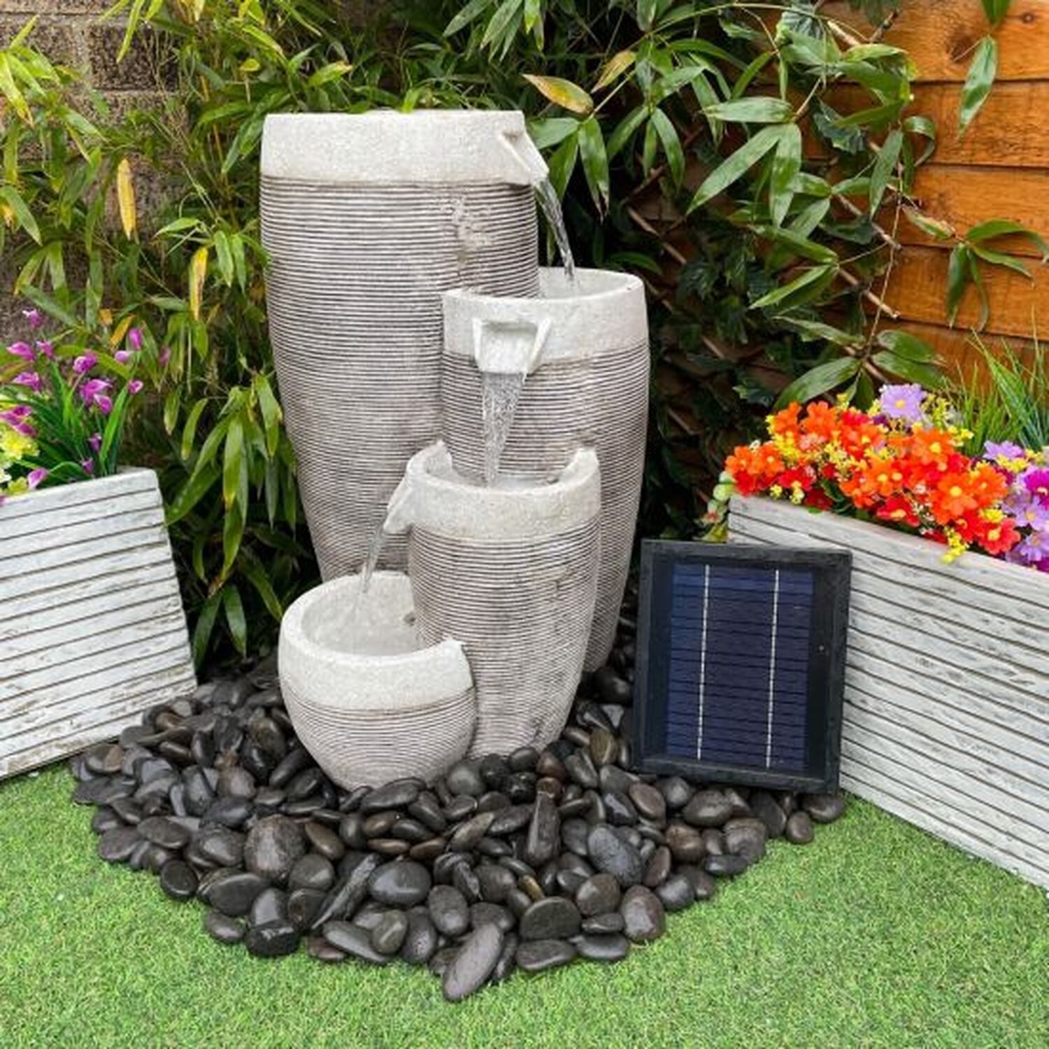 4 Circular Pouring Pots Traditional Water Feature