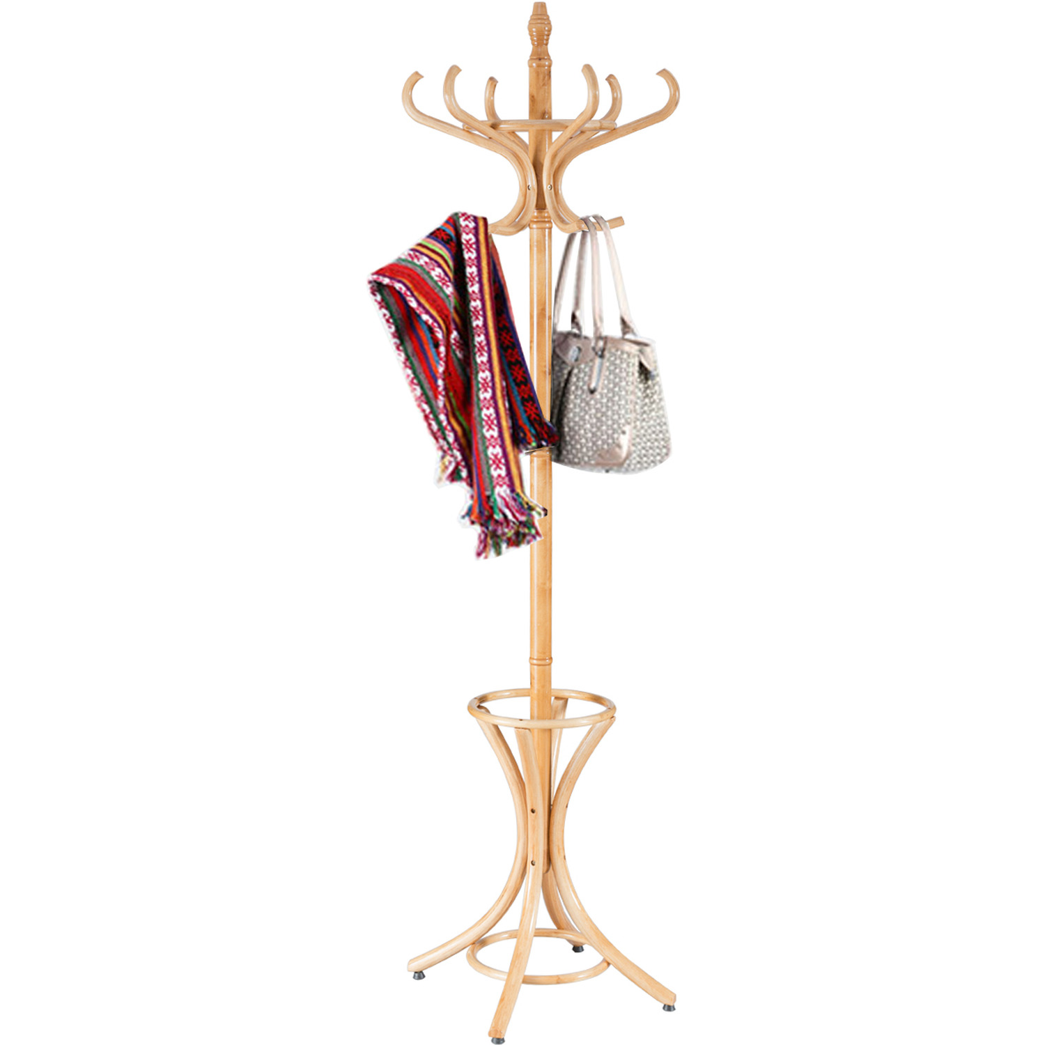 Costway Free Standing Rack Solid Wood Coat Tree
