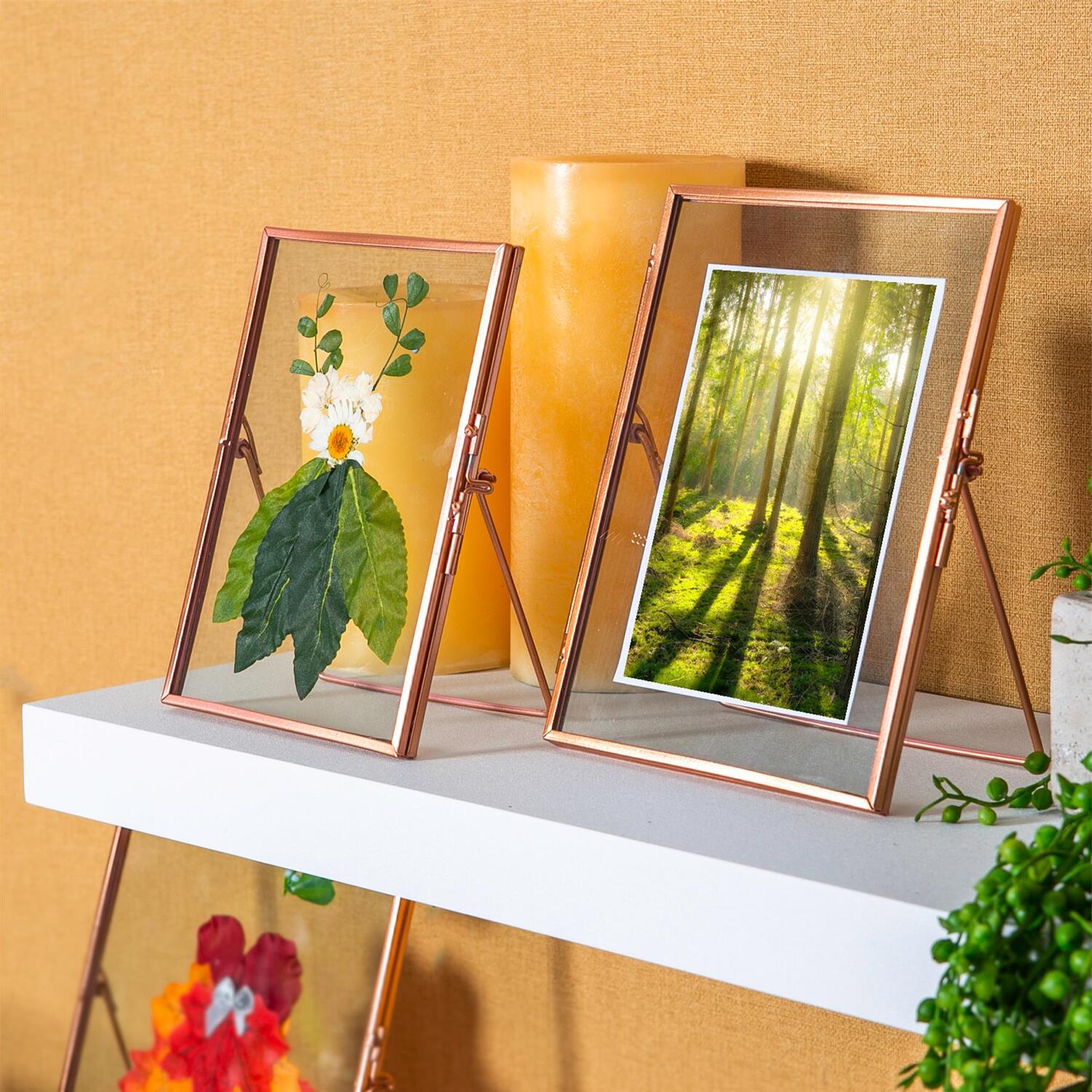 6x8" Standing Metal Photo Frame Rose Gold
