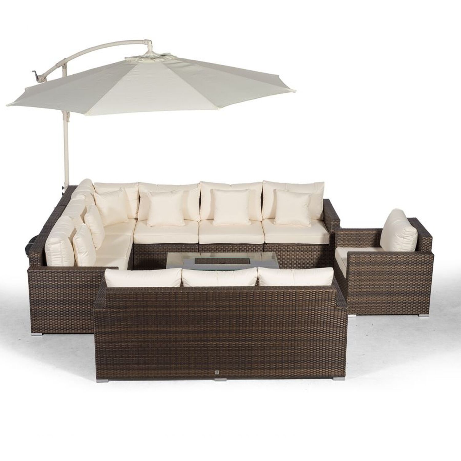 Havana 10 Seat Rattan Sofa Conversation Set w Ice Bucket Coffee Table