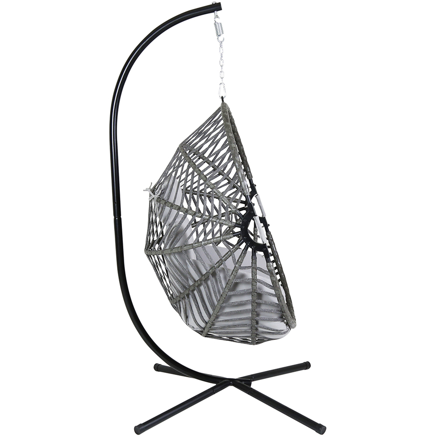 Egg Shaped Swing Chair H203 x D126 x W126cm Grey Hanging Seat